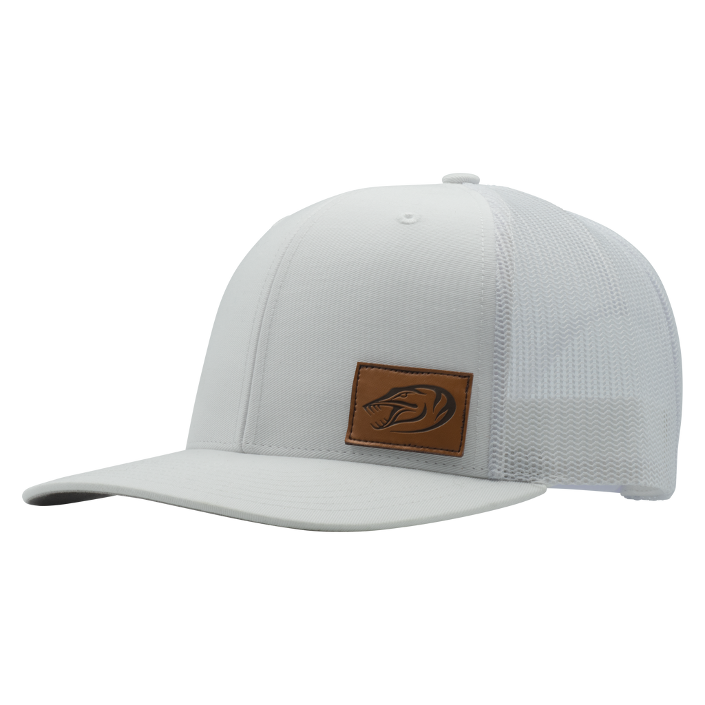 Leather Patch Hat - White – PhantomLures